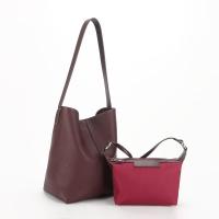 China Minimalist Bag Women's genuine leather shoulder bag Top-Grain Full-Grain Cowhide Bucket Bag (with Inner Pouch) underarm bag  Work Bag China supplier wholesale for sale