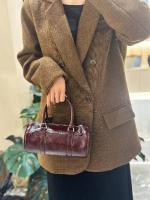 China Top Grain Oil-Waxed Cowhide Cylindrical Pillow Bag women's genuine leather boston handbag shoulder bag crossbody bag Fashion Bags for Women for sale
