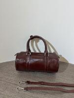 China Top Grain Oil-Waxed Cowhide Cylindrical Pillow Bag women's genuine leather boston handbag shoulder bag crossbody bag Fashion Bags for Women for sale
