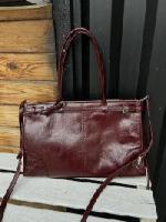 China Top Grain Oil-Waxed Cowhide Large Capacity Tote Handheld Crossbody Bag genuine leather handbag China manufacturer Shoulder crossbody bag Work bag  wholesale for sale