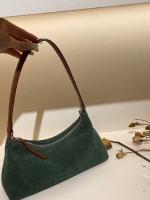 China Top-Grain High-Gloss Suede Cowhide Underarm Baguette Bag genuine leather bag shoulder bag lady's high quality bag China factory wholesale for sale