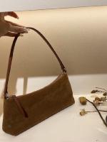 China Top-Grain High-Gloss Suede Cowhide Underarm Baguette Bag genuine leather bag shoulder bag lady's high quality bag China factory wholesale for sale