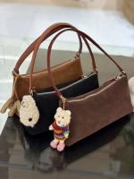 China Top-Grain High-Gloss Suede Cowhide Underarm Baguette Bag genuine leather bag shoulder bag lady's high quality bag China factory wholesale for sale