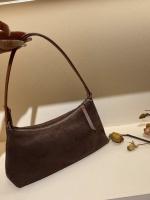 China Top-Grain High-Gloss Suede Cowhide Underarm Baguette Bag genuine leather bag shoulder bag lady's high quality bag China factory wholesale for sale