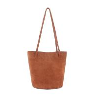 China Top-Grain High-Gloss Suede Cowhide Bucket Bag  shoulder bag underarm bag women's genuine leather handbag China factory wholesale for sale