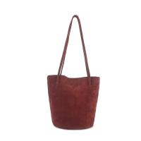 China Top-Grain High-Gloss Suede Cowhide Bucket Bag  shoulder bag underarm bag women's genuine leather handbag China factory wholesale for sale