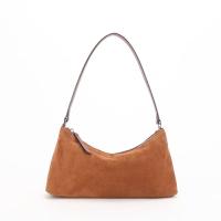 China Top-Grain High-Gloss Suede Cowhide Underarm Baguette Bag genuine leather bag shoulder bag lady's high quality bag China factory wholesale for sale