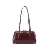 China Women's genuine leather bag Vintage Bag Top Grain Oil-Waxed Cowhide Folded Edge Boston Bag Shoulder Bag underarm bag China factory wholesale for sale
