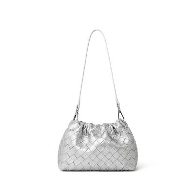 China Premium leather cloud bag soft touch minimalist design shoulder bag  Top-grain Cowhide Small Gold Balls Woven Shoulder Crossbody Bag China factory wholesale for sale