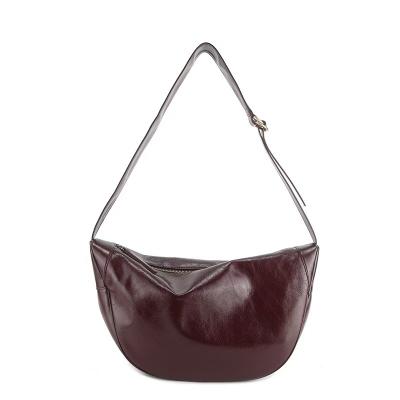China Top-Grain Oil-Waxed Cowhide Large Capacity Dumpling Bag genuine leather shoulder bag crossbody bag tote bag underarm bag China supplier wholesale for sale