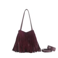 China Top-Grain High-Gloss Matte Leather Tasseled Small Square Bucket Bag women's mini shoulder bag Crossbody Bag Handbag Basket bag Evening Bag Wholesale Handbags Supplier for sale