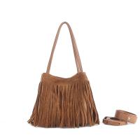 China Top-Grain High-Gloss Matte Leather Tasseled Small Square Bucket Bag women's mini shoulder bag Crossbody Bag Handbag Basket bag Evening Bag Wholesale Handbags Supplier for sale