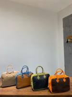 China Vegetable-Tanned Leather with Sheep Tendon Velvet Block Bag Panelled Briefcase Handbag Work Bag Crossbody Bag Shoulder Bag for sale