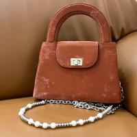 China Vintage Chinese Style Velvet & Silk Cowhide Bead Bag genuine leather handbag work bag shoulder bag crossbody bag China manufacturer wholesale for sale