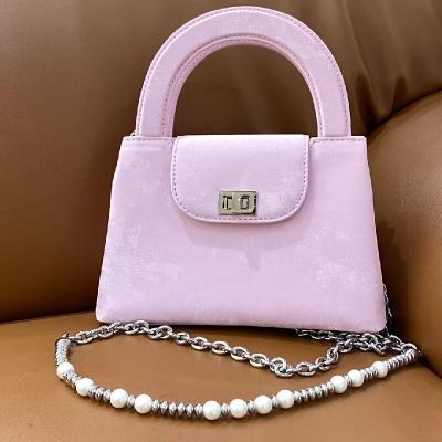 China Vintage Chinese Style Velvet & Silk Cowhide Bead Bag genuine leather handbag work bag shoulder bag crossbody bag China manufacturer wholesale for sale