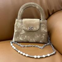 China Vintage Chinese Style Velvet & Silk Cowhide Bead Bag genuine leather handbag work bag shoulder bag crossbody bag China manufacturer wholesale for sale