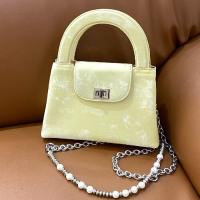 China Vintage Chinese Style Velvet & Silk Cowhide Bead Bag genuine leather handbag work bag shoulder bag crossbody bag China manufacturer wholesale for sale