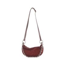 China Women's Vintage Bag genuine leather handbag Top-Grain High-Gloss Suede Cowhide Crescent Bag shuolder bag crossbody bag China manufacturer wholesale for sale