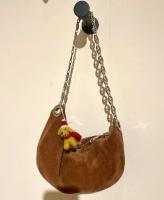 China Women's fashion genuine leather handbag Top-Grain High-Gloss Suede Cowhide Crescent Bag （small) Vintage leather shoulder bag  China factory wholesale for sale
