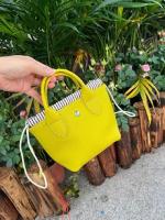China Mini women's genuine leather handbag Full-Grain Top-Grain Cowhide with Striped Canvas Bag shoulder bag crossbody bag fashion phone bag for women China supplier for sale