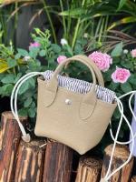 China Mini women's genuine leather handbag Full-Grain Top-Grain Cowhide with Striped Canvas Bag shoulder bag crossbody bag fashion phone bag for women China supplier for sale