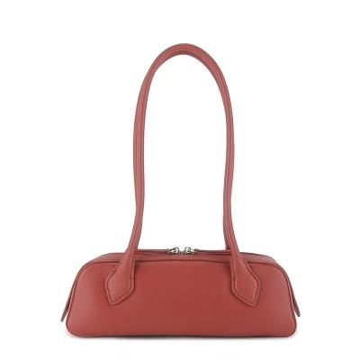 China Minimalist women's genuine leather handbag Bag Top-grain Napa cowhide Leather shoulder small Boat Bag underarm bag shoulder bag supplier for sale