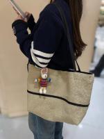 China Cotton-Linen and Leather Straps Large-Capacity Tote Shoulder Bag tote bag Boho Bag Diaper Bag Travel Bag Wholesale Handbags Supplier for sale