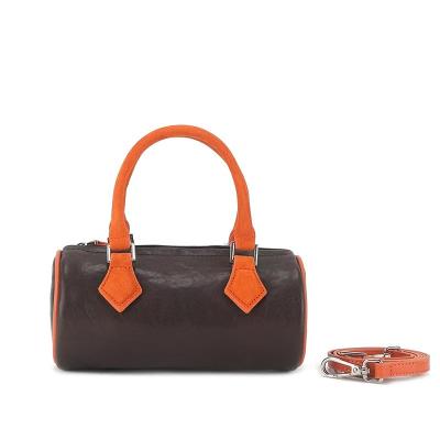 China Women's genuine leather handbag Lamb Cashmere with Vegetable-Tanned Cowhide Small Bucket Bag shoulder bag crossbody bag China supplier wholesale for sale
