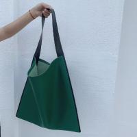 China Men & women's genuine leather tote bag Top-grain cowhide color-blocking wide-strap single-shoulder tote bag (unisex) big shoulder bag underarm bag China supplier wholesale for sale