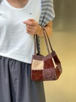 China Women's fashion genuine leather handbag Shoe-Material Frosted Cowhide Contrast-Color Small Square Bag shulder bag crossbody bag China supplier wholesale for sale