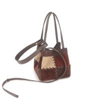 China Women's fashion genuine leather handbag Shoe-Material Frosted Cowhide Contrast-Color Small Square Bag shulder bag crossbody bag China supplier wholesale for sale