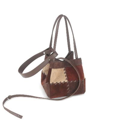 China Women's fashion genuine leather handbag Shoe-Material Frosted Cowhide Contrast-Color Small Square Bag shulder bag crossbody bag China supplier wholesale for sale