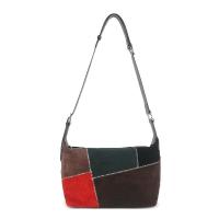China Genuine leather bag factory wholesale Shoe Material Frosted Cowhide Patchwork Contrast-Color Style (Exclusive) Shoulder Bag crossbody bag underarm bag China supplier for sale