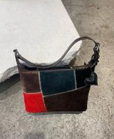 China Genuine leather bag factory wholesale Shoe Material Frosted Cowhide Patchwork Contrast-Color Style (Exclusive) Shoulder Bag crossbody bag underarm bag China supplier for sale