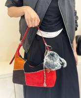 China Genuine leather bag factory wholesale Shoe Material Frosted Cowhide Patchwork Contrast-Color Style (Exclusive) Shoulder Bag crossbody bag underarm bag China supplier for sale