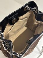 China Women's genuine leather shoulder crossbody bag Shoe Material Frosted Leather Patchwork Waxed Cowhide Bucket Bag fashion bag China supplier wholesale for sale