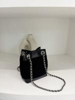 China Women's genuine leather shoulder crossbody bag Shoe Material Frosted Leather Patchwork Waxed Cowhide Bucket Bag fashion bag China supplier wholesale for sale