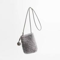 China Lamb Wool Phone Bag Mini Crossbody Pouch phone bag cell phone bag mini genuine leather shoulder bag crossbody bag OEM factory wholesale for sale