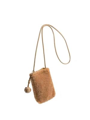 China Lamb Wool Phone Bag Mini Crossbody Pouch phone bag cell phone bag mini genuine leather shoulder bag crossbody bag OEM factory wholesale for sale