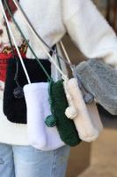China Lamb Wool Phone Bag Mini Crossbody Pouch phone bag cell phone bag mini genuine leather shoulder bag crossbody bag OEM factory wholesale for sale