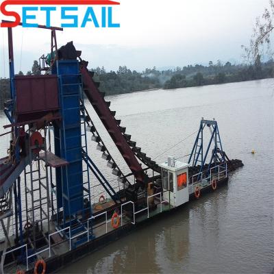 China CTN Slot Type Electric Power Chain Bucket Gold Diamond Dredger with Vibration Screen for sale