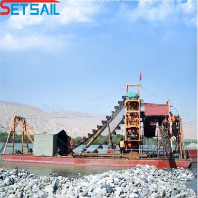 China Customization Bucket Chain Gold Mining Dredger with 4kw X 3-10kw X3 Migration Device for sale
