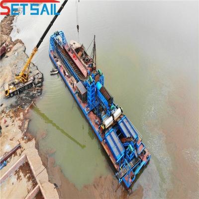 China 75kw-150kw Generator Power Chain Bucket River Sand Gold Mining Ship for River Diamond for sale