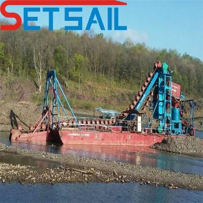 China 4kw X 3-10kw X3 Multi-Function Chain Bucket Mining Dredger for River Sand and Gold for sale