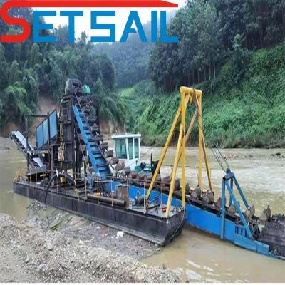 China River Gold Mining Dredger with Cumins 75kw-500kw Generator Sets and Customized Design for sale