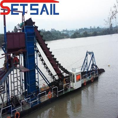 China Chain Bucket River Gold and Lake Diamond Mining Dredger US Currency 60m3-300m3 Capacity for sale