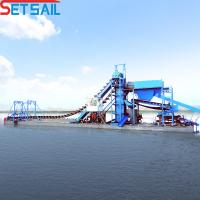 China 60m3-500m3 Capacity Diesel Engine Power Chain Bucket Diamond Dredger for River Gold for sale