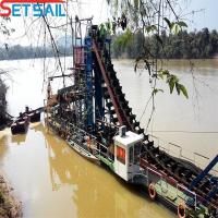 China 60m3-500m3 Capacity Diesel Engine Power Chain Bucket Diamond Dredger for River Gold for sale