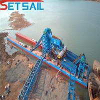 China Chain Bucket River Sand Gold Dredge with Lifting Winch and Hull Dimension 23m-49m for sale