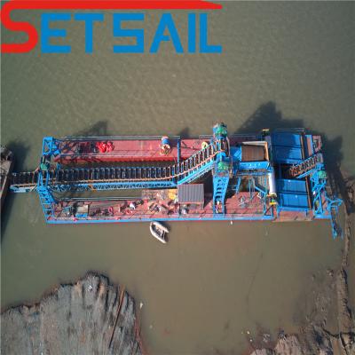 China Chain Bucket River Sand Gold Machine with Agitation Chute within 23m-49m Hull Dimension for sale